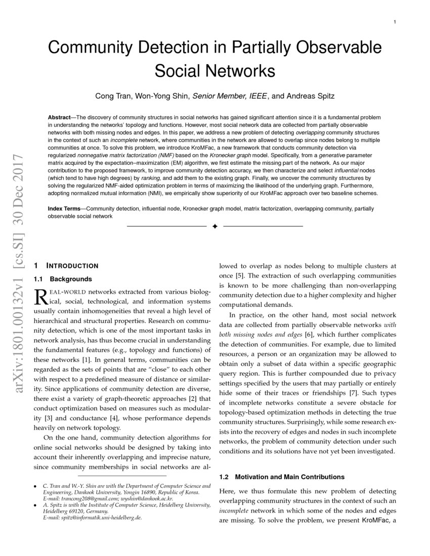 Community Detection In Partially Observable Social Networks Deepai