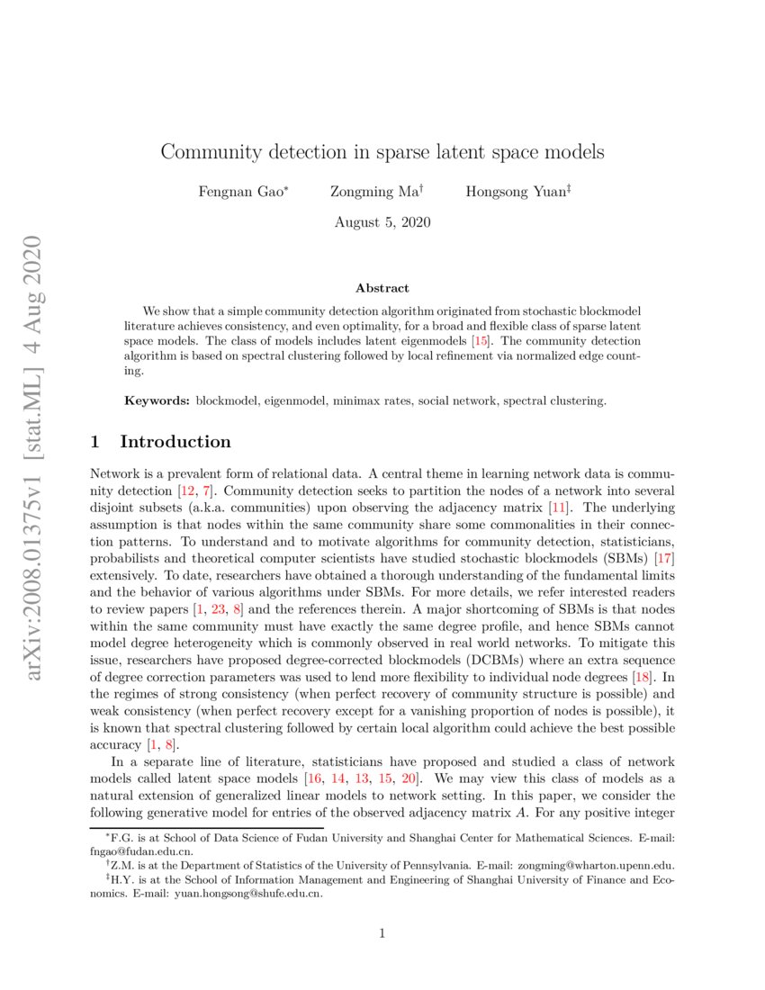 Community detection in sparse latent space models | DeepAI