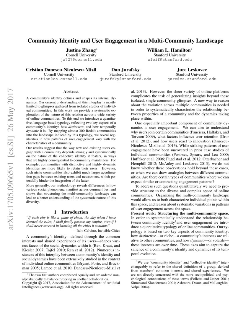 Community Identity and User Engagement in a Multi-Community Landscape ...