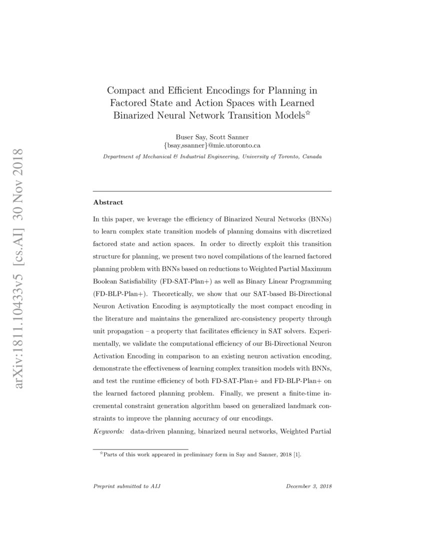 Compact and Efficient Encodings for Planning in Factored State and Action Spaces with Learned ...