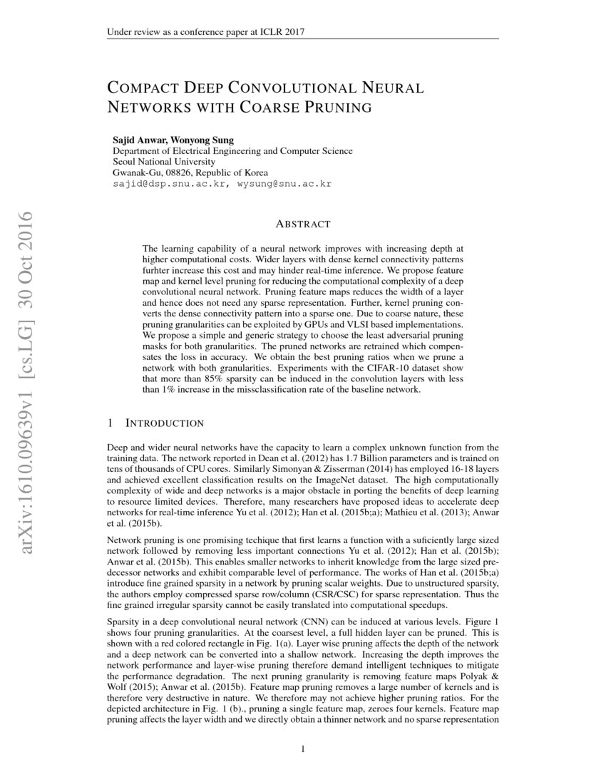 Compact Deep Convolutional Neural Networks With Coarse Pruning | DeepAI