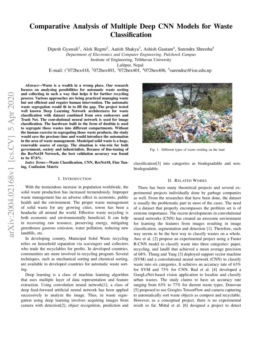 Comparative Analysis of Multiple Deep CNN Models for Waste ...
