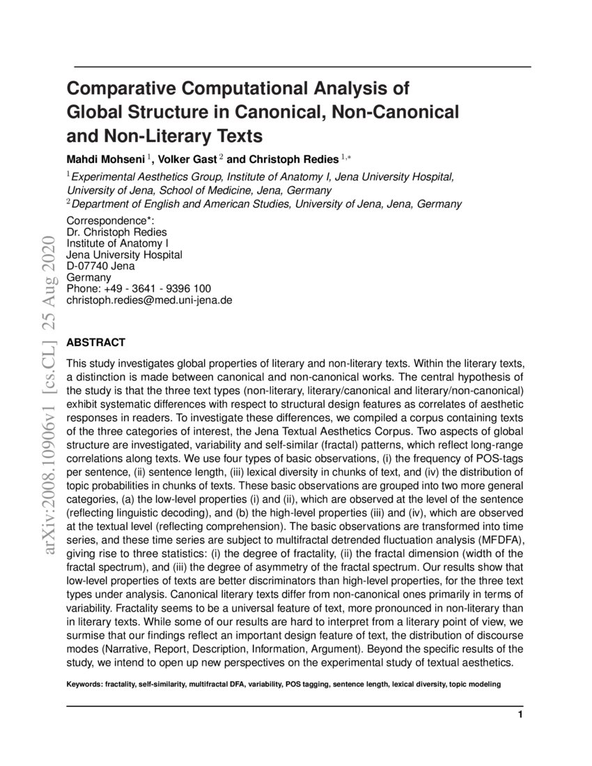 Comparative Computational Analysis of Global Structure in Canonical ...