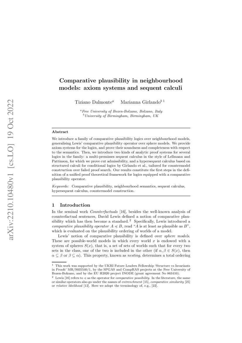 Comparative plausibility in neighbourhood models: axiom systems and ...