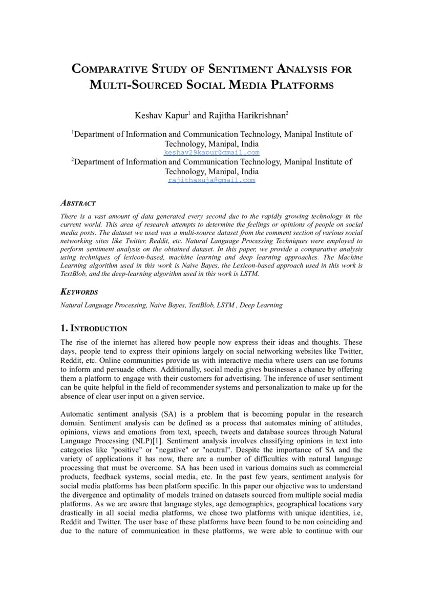 Comparative Study of Sentiment Analysis for Multi-Sourced Social Media ...