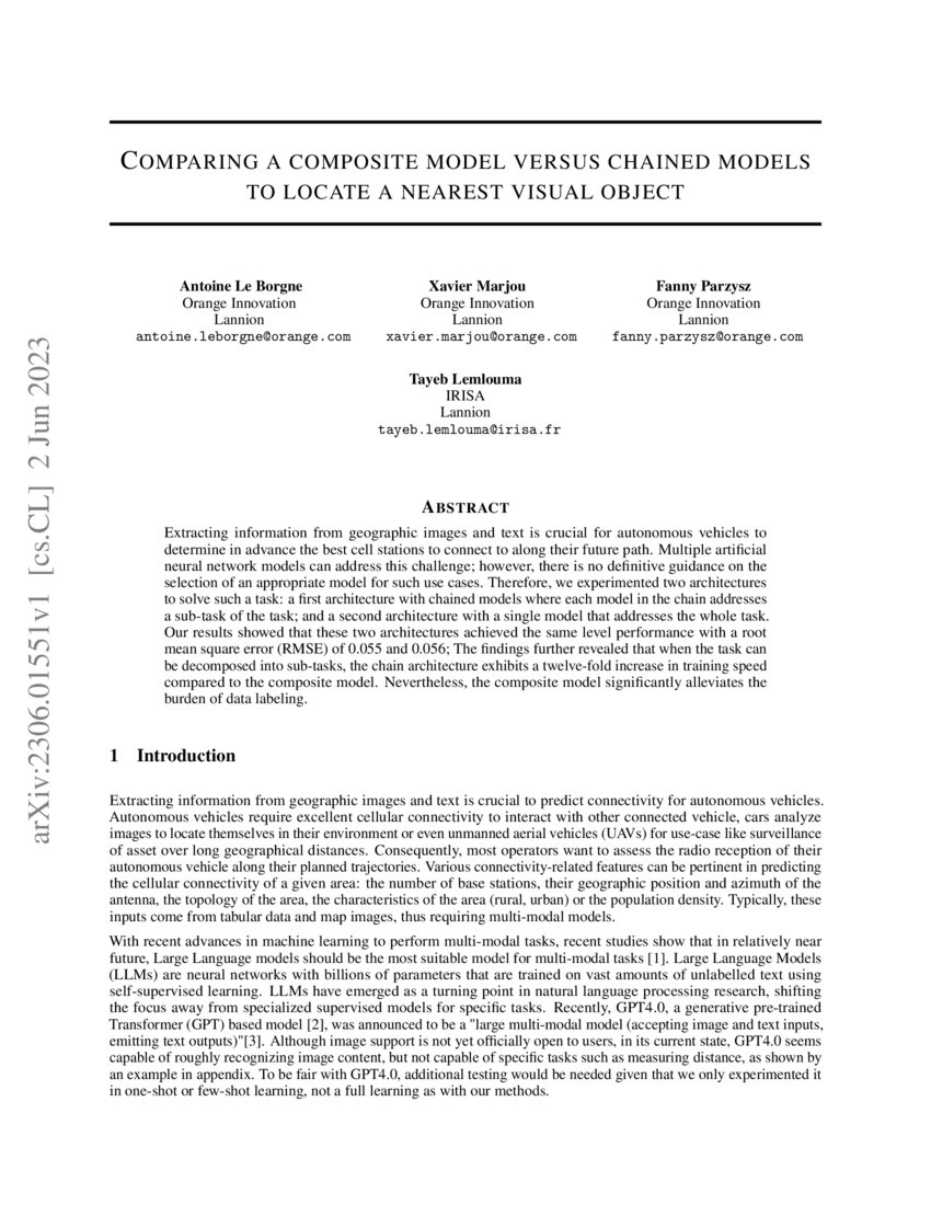 Comparing a composite model versus chained models to locate a nearest ...
