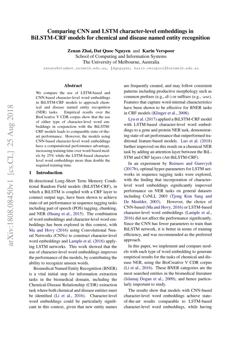 Comparing Cnn And Lstm Character Level Embeddings In Bilstm Crf Models