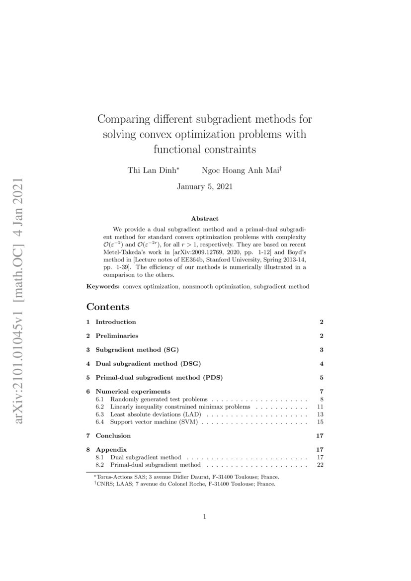 Comparing Different Subgradient Methods For Solving Convex Optimization Problems With Functional
