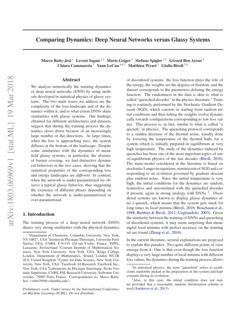 Comparing Dynamics: Deep Neural Networks versus Glassy Systems | DeepAI