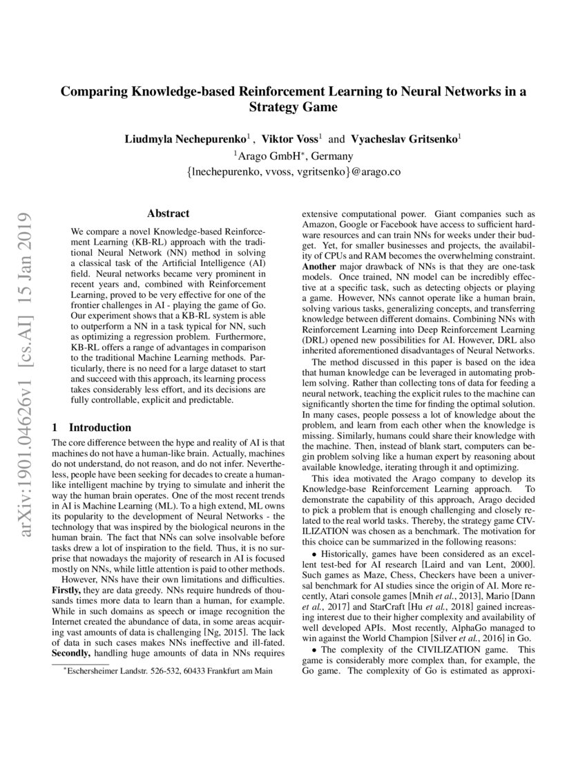 Comparing Knowledge-based Reinforcement Learning to Neural Networks in ...