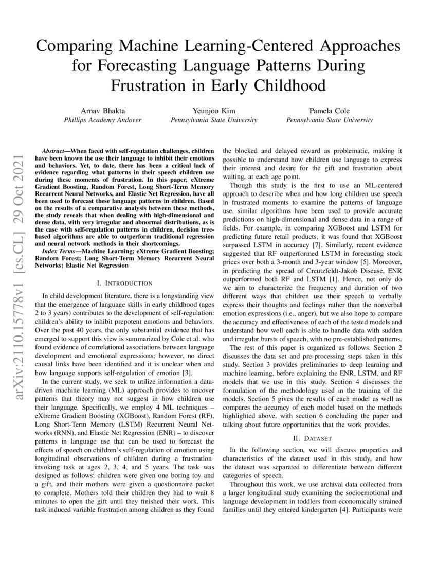 Comparing Machine Learning-Centered Approaches for Forecasting Language ...