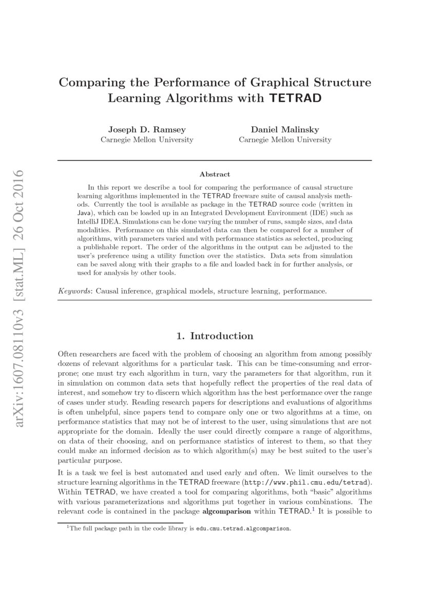 Comparing The Performance Of Graphical Structure Learning Algorithms