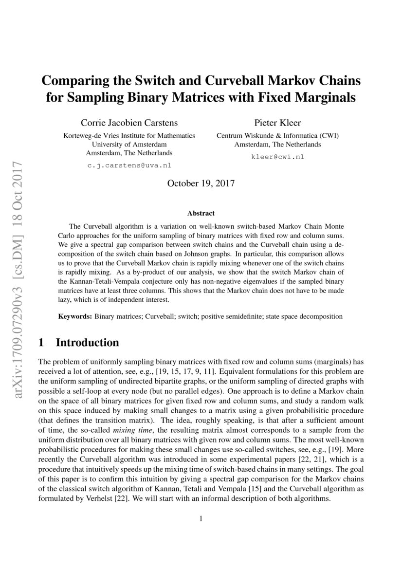 Comparing The Switch And Curveball Markov Chains For Sampling Binary Matrices With Fixed