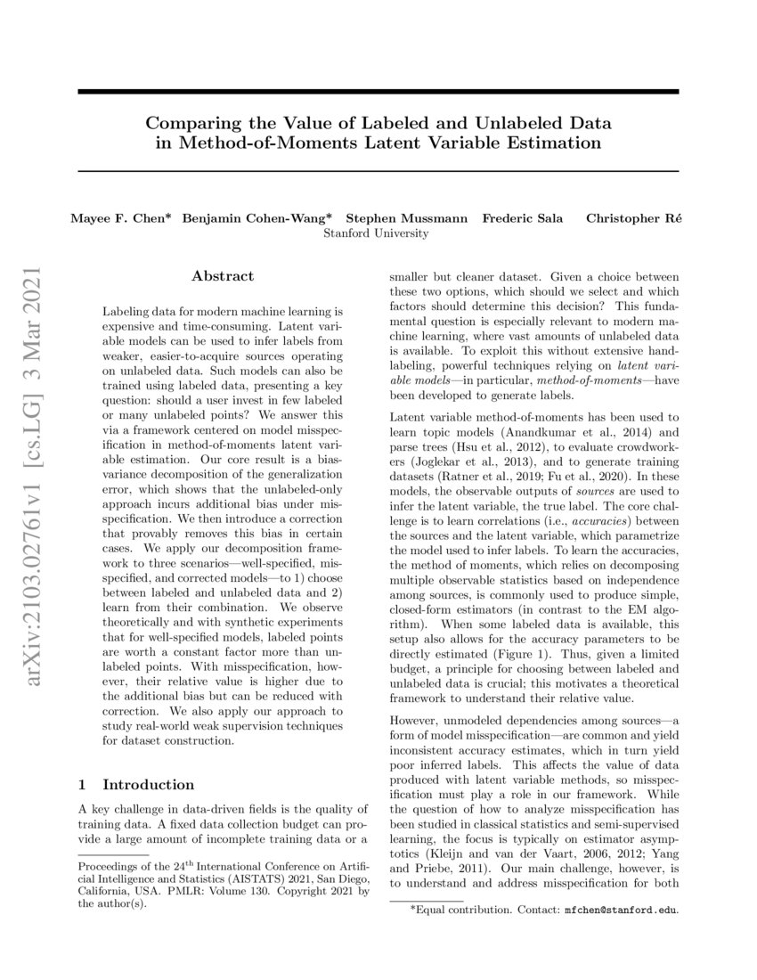 Comparing The Value Of Labeled And Unlabeled Data In Method Of Moments Latent Variable