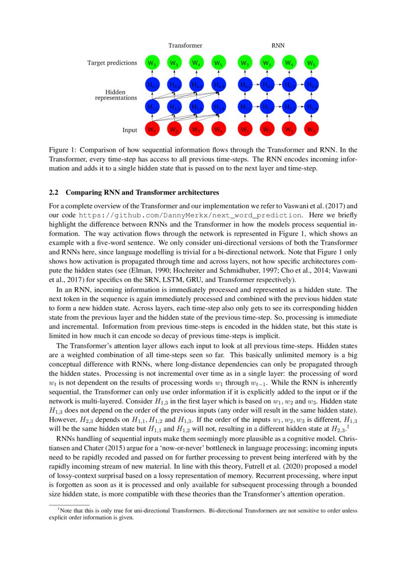 Comparing Transformers and RNNs on predicting human sentence processing ...
