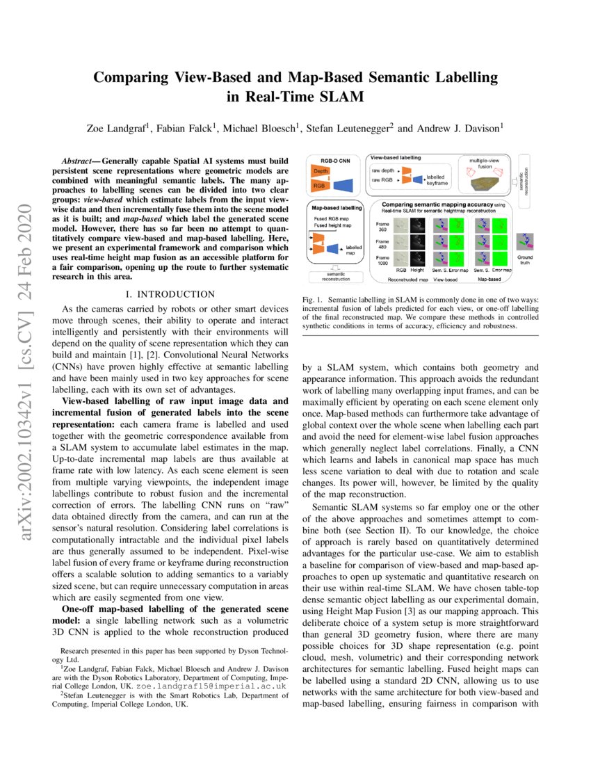 Comparing View-Based and Map-Based Semantic Labelling in Real-Time SLAM ...