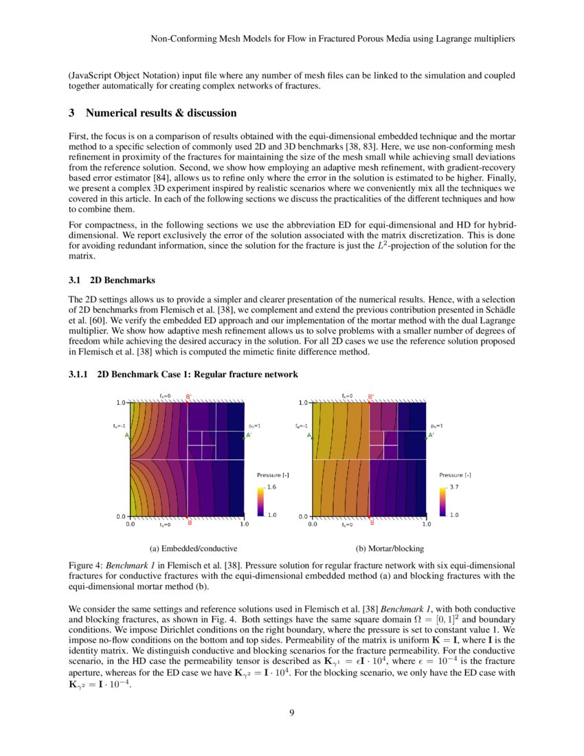 Comparison And Application Of Non Conforming Mesh Models For Flow In