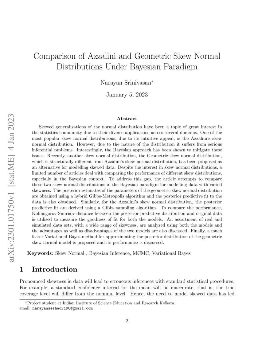 Comparison Of Azzalini And Geometric Skew Normal Distributions Under