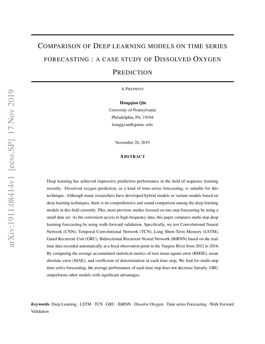 Comparison of Deep learning models on time series forecasting : a case ...