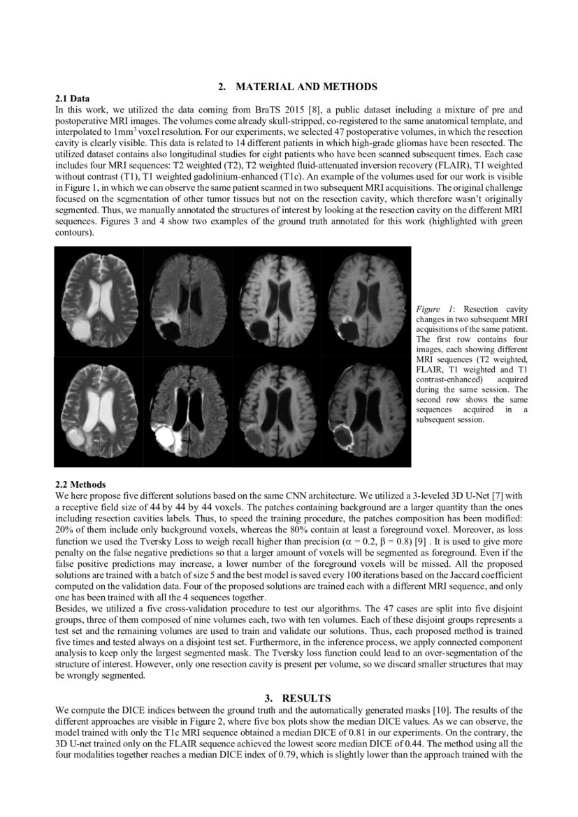 Comparison of different automatic solutions for resection cavity segmentation in postoperative ...