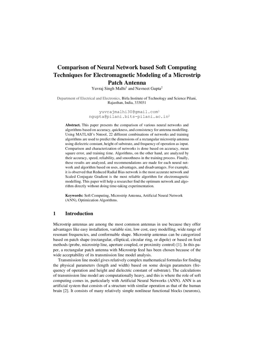 Comparison Of Neural Network Based Soft Computing Techniques For Electromagnetic Modeling Of A 8687