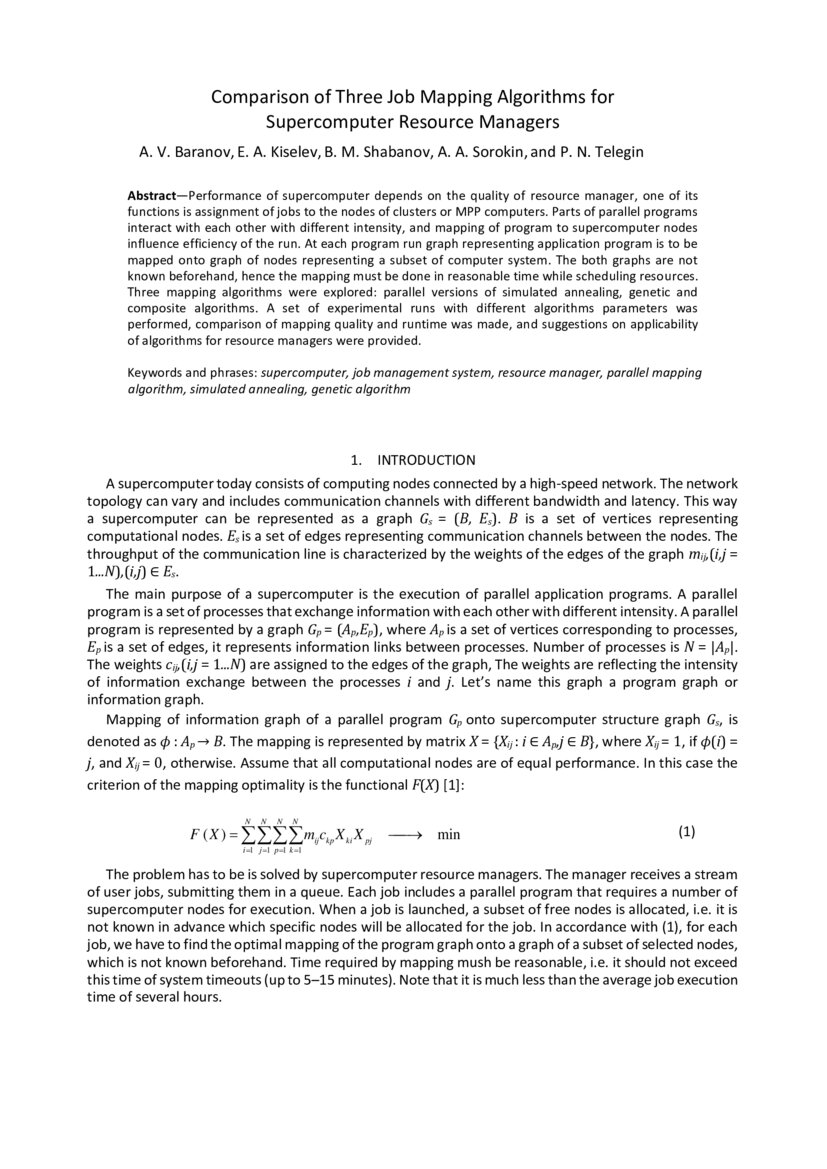 Comparison Of Three Job Mapping Algorithms For Supercomputer Resource Managers Deepai