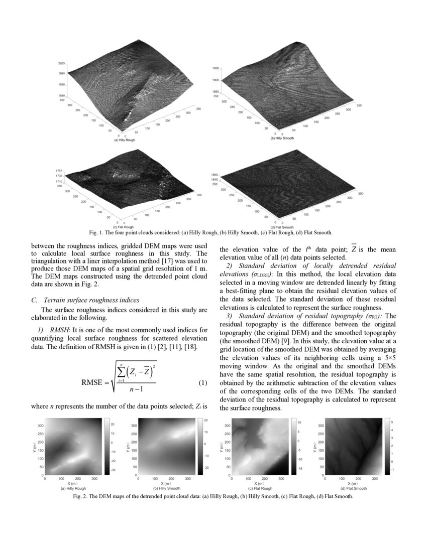 Comparisons of five indices for estimating local terrain surface roughness using LiDAR point ...