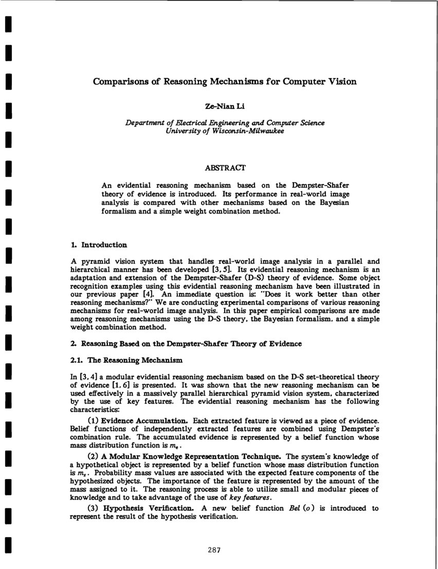 Comparisons of Reasoning Mechanisms for Computer Vision | DeepAI