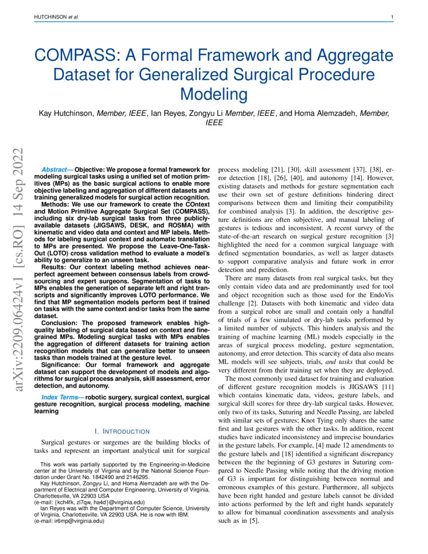 Compass A Formal Framework And Aggregate Dataset For Generalized Surgical Procedure Modeling