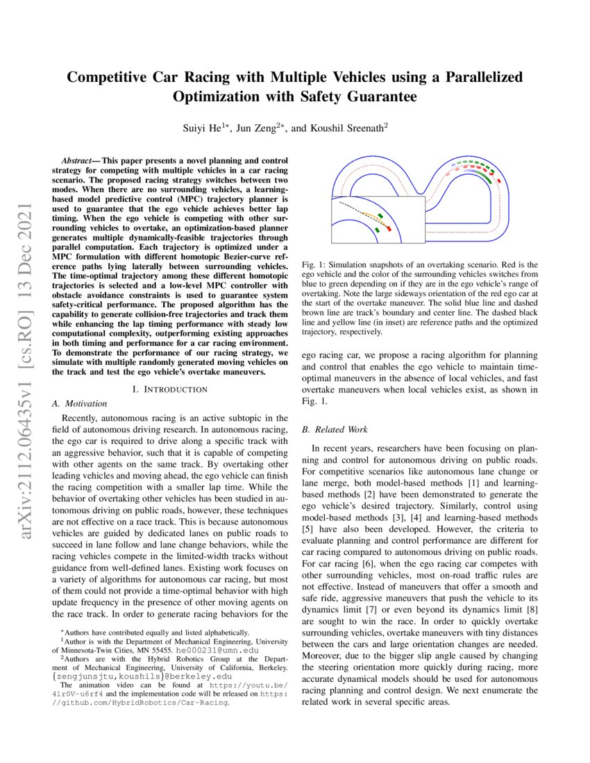 Autonomous Racing With Multiple Vehicles Using A Parallelized Optimization With Safety Guarantee