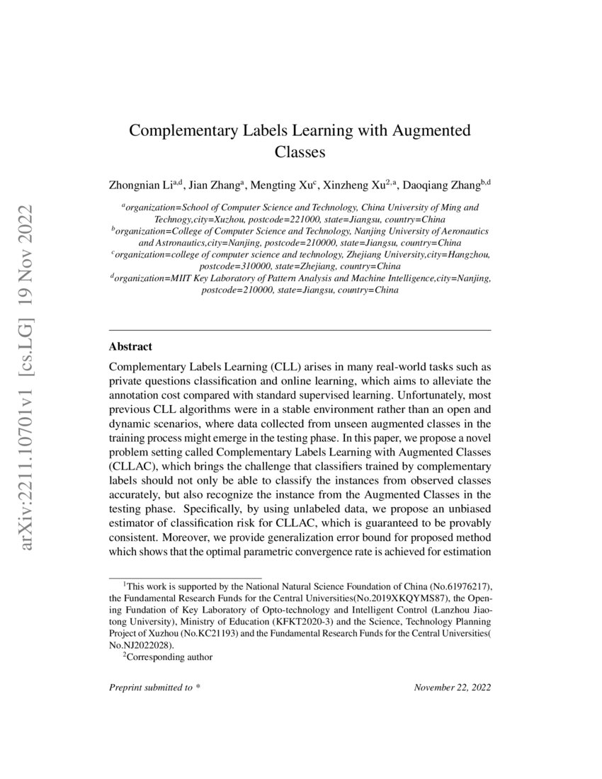 Complementary Labels Learning With Augmented Classes Deepai 