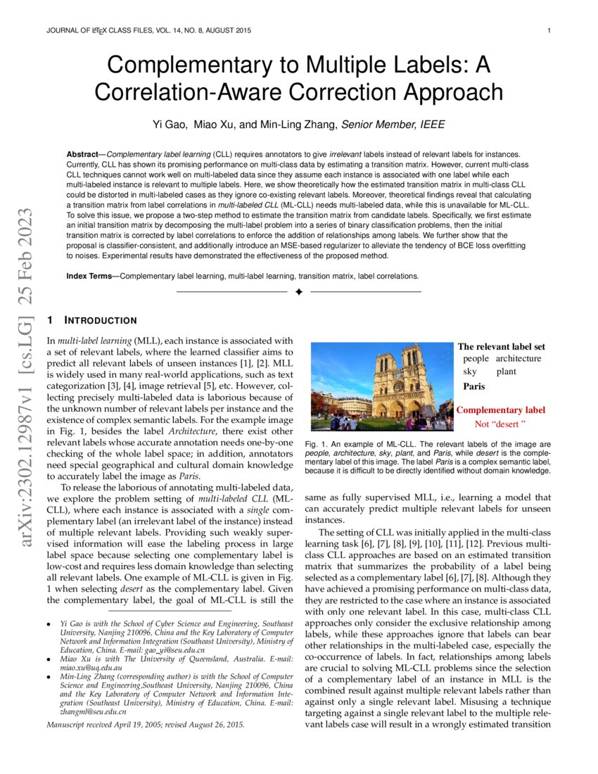 Complementary to Multiple Labels: A Correlation-Aware Correction ... Complementary to Multiple Labels: A Correlation-Aware Correction ...
