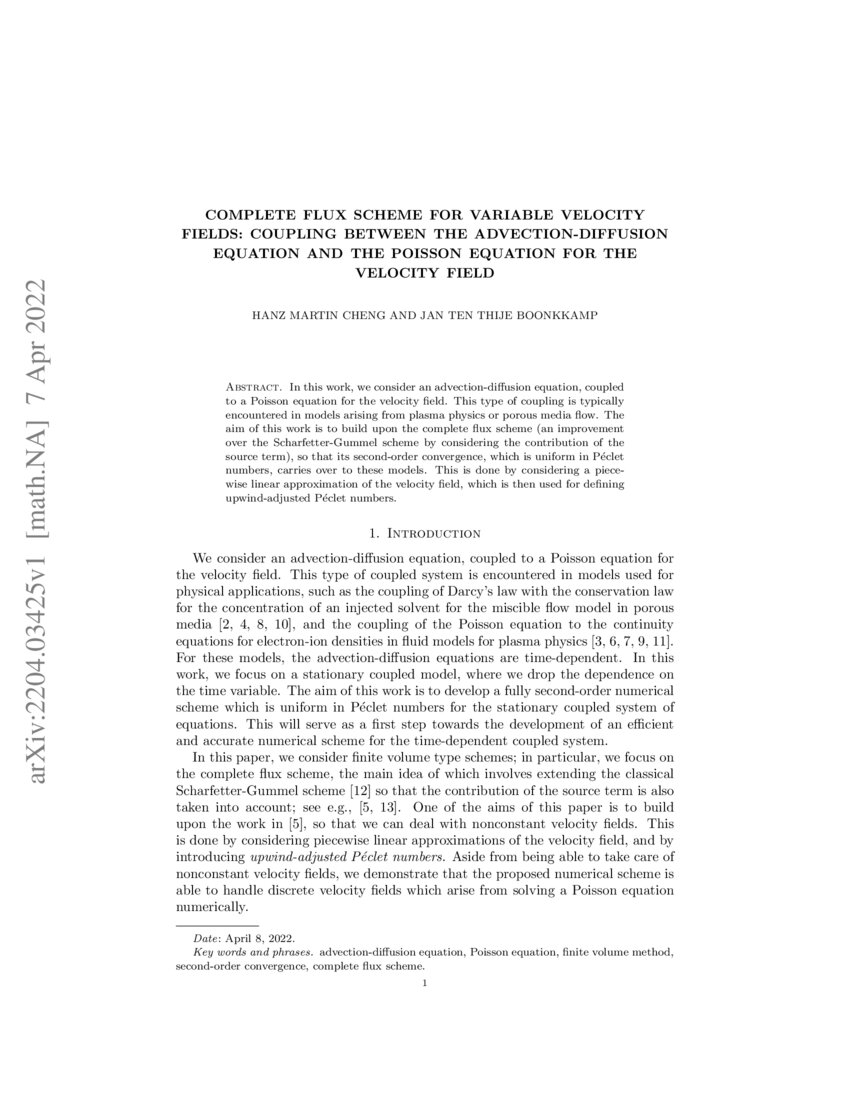 Complete Flux Scheme For Variable Velocity Fields Coupling Between The