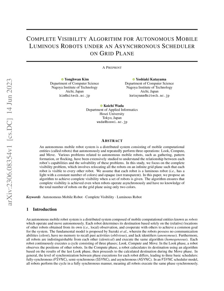 Complete Visibility Algorithm For Autonomous Mobile Luminous Robots Under An Asynchronous