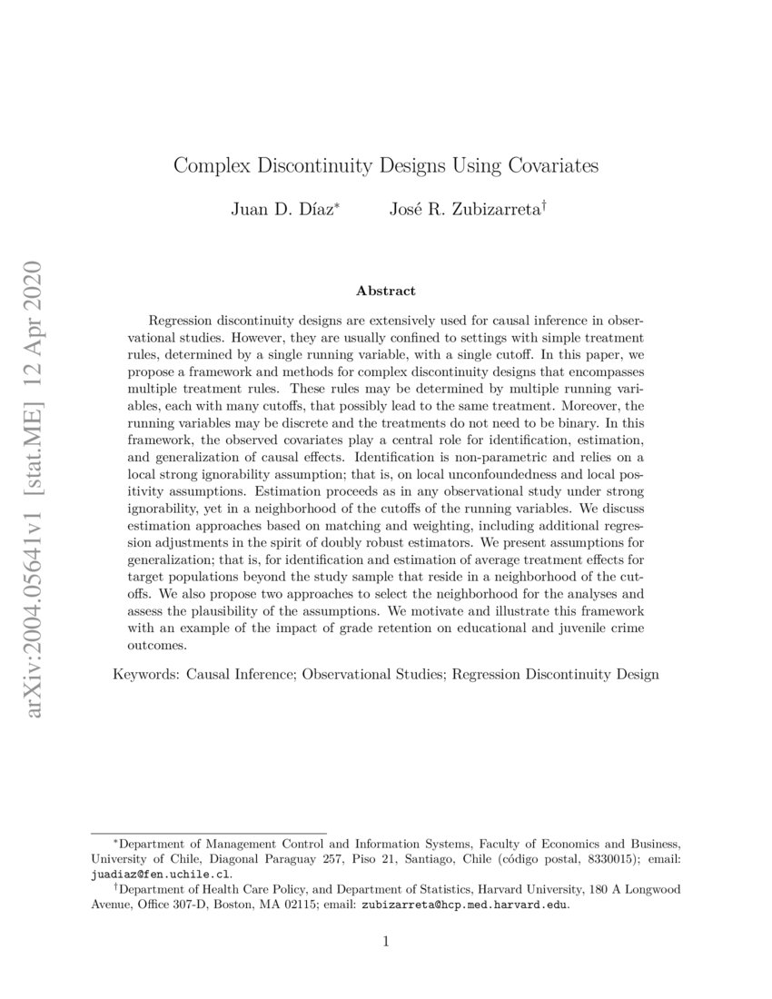 Complex Discontinuity Designs Using Covariates Deepai