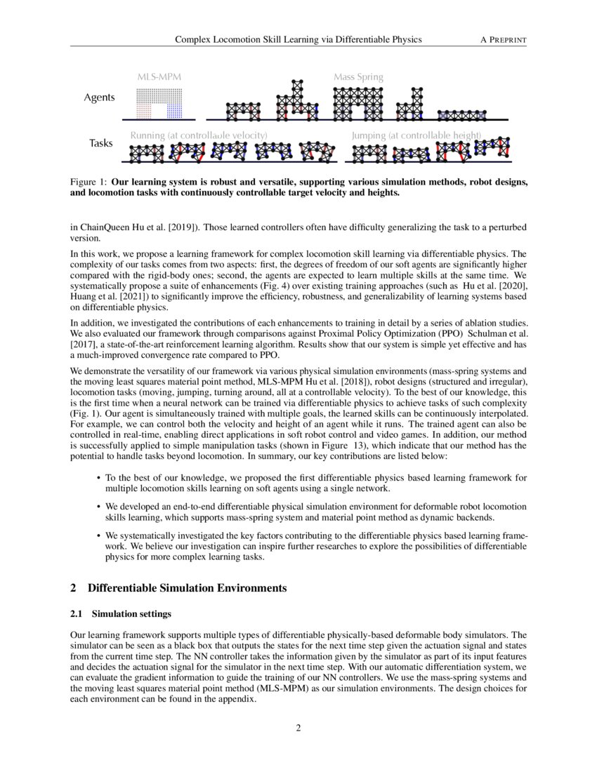 Complex Locomotion Skill Learning via Differentiable Physics | DeepAI
