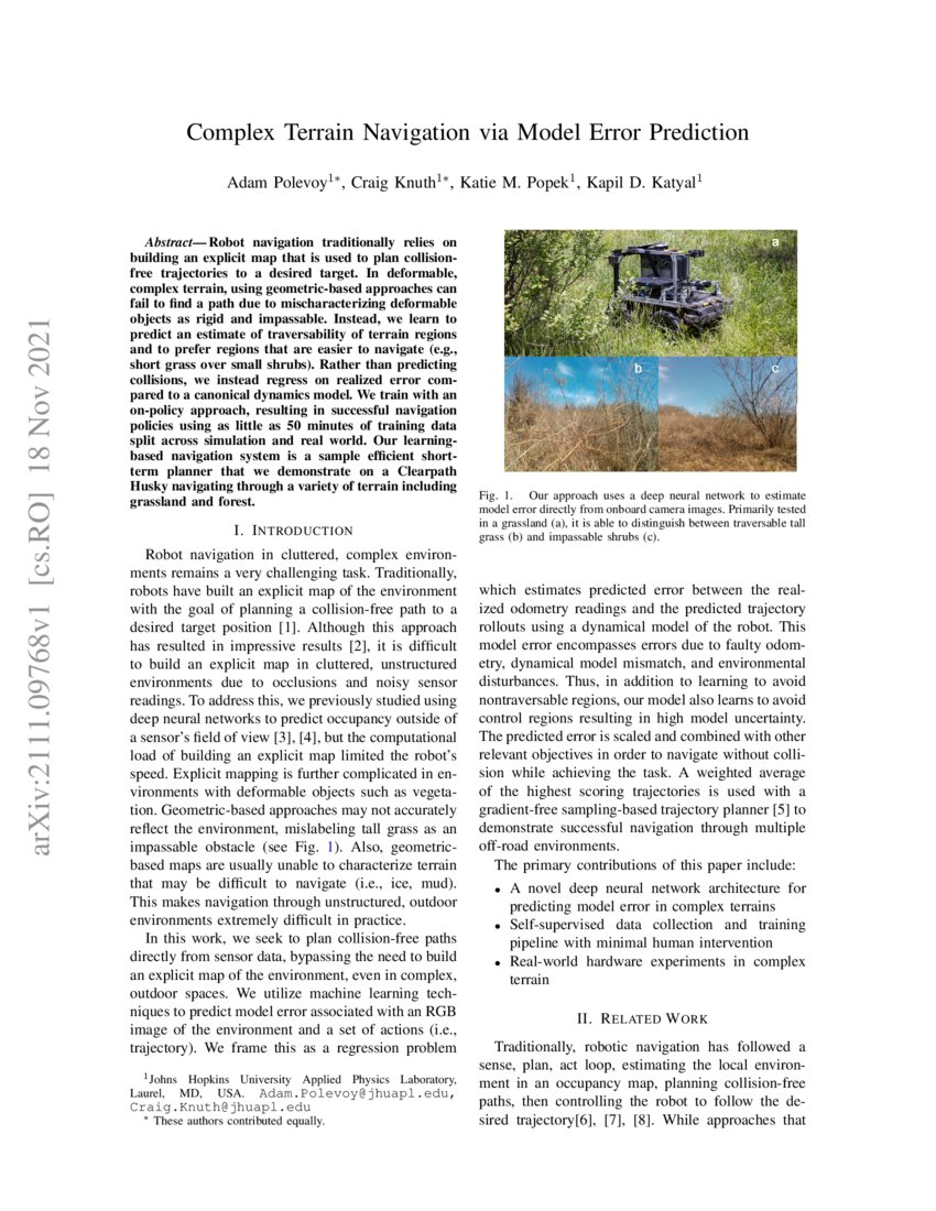 Complex Terrain Navigation via Model Error Prediction | DeepAI