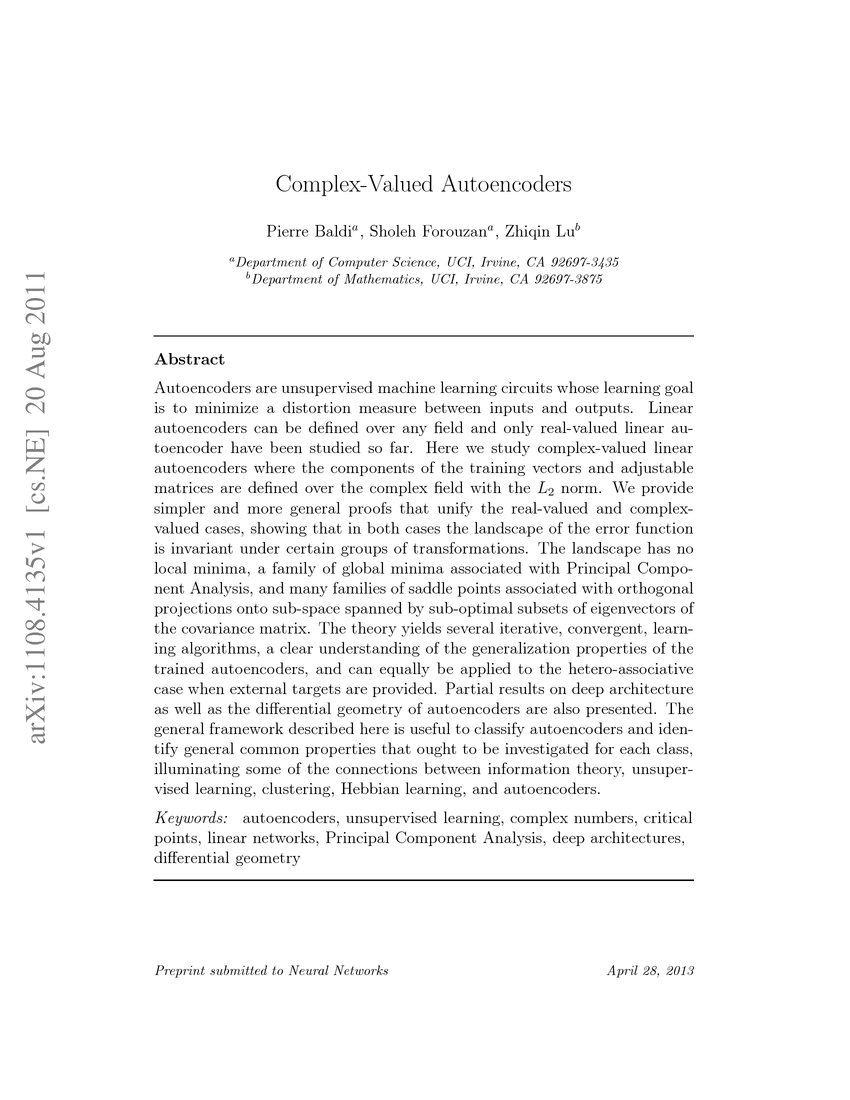 Complex-Valued Autoencoders | DeepAI