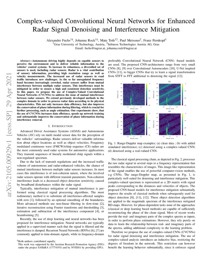 Complex Valued Convolutional Neural Networks For Enhanced Radar Signal