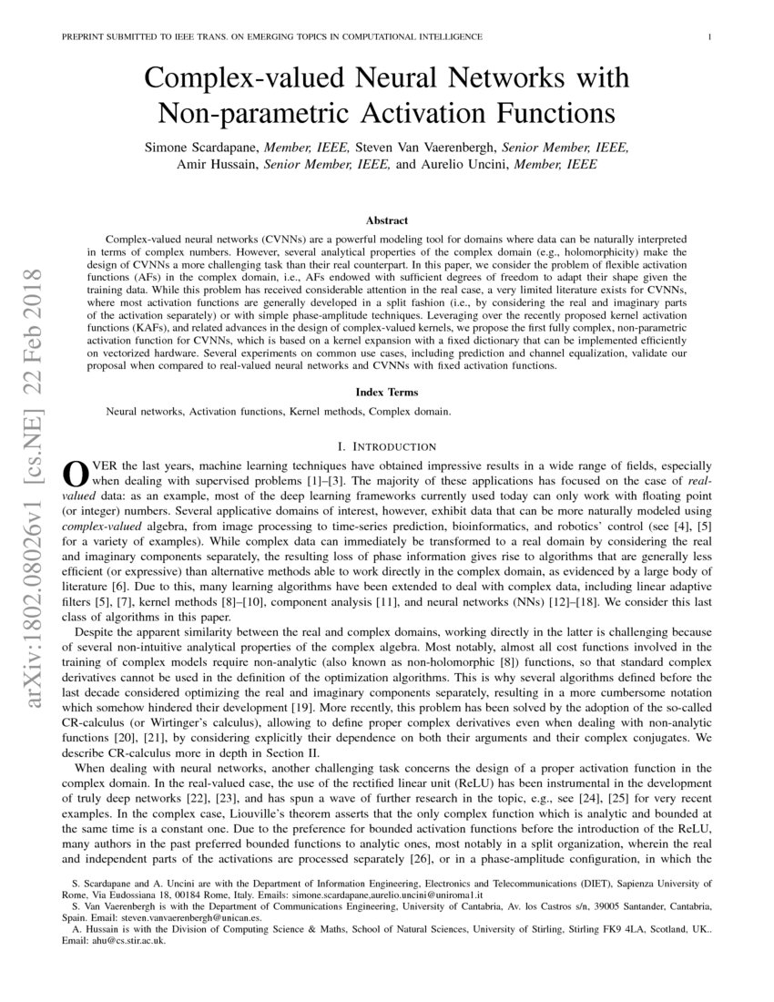Complex-valued Neural Networks with Non-parametric Activation Functions | DeepAI