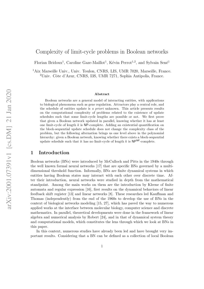Complexity Of Limit Cycle Problems In Boolean Networks Deepai 7021