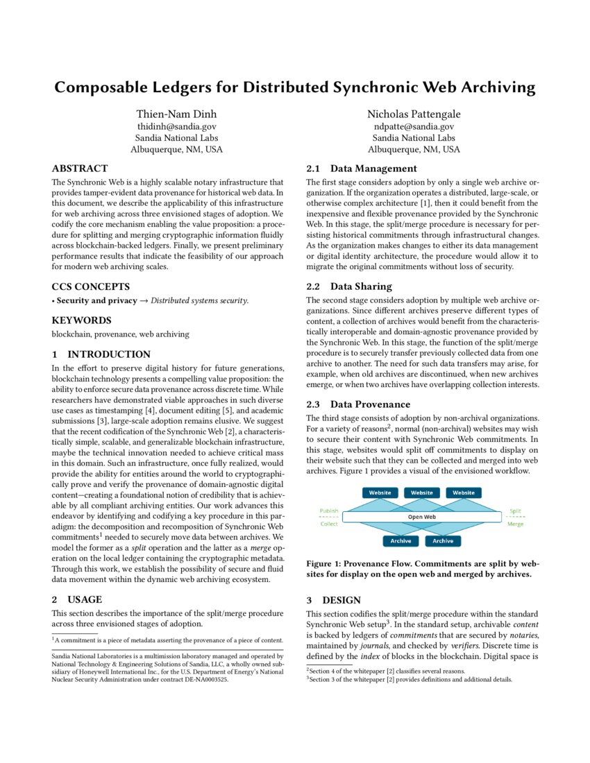 Composable Ledgers for Distributed Synchronic Web Archiving | DeepAI Composable Ledgers for Distributed Synchronic Web Archiving | DeepAI