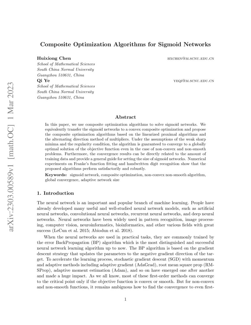 Composite Optimization Algorithms For Sigmoid Networks Deepai 