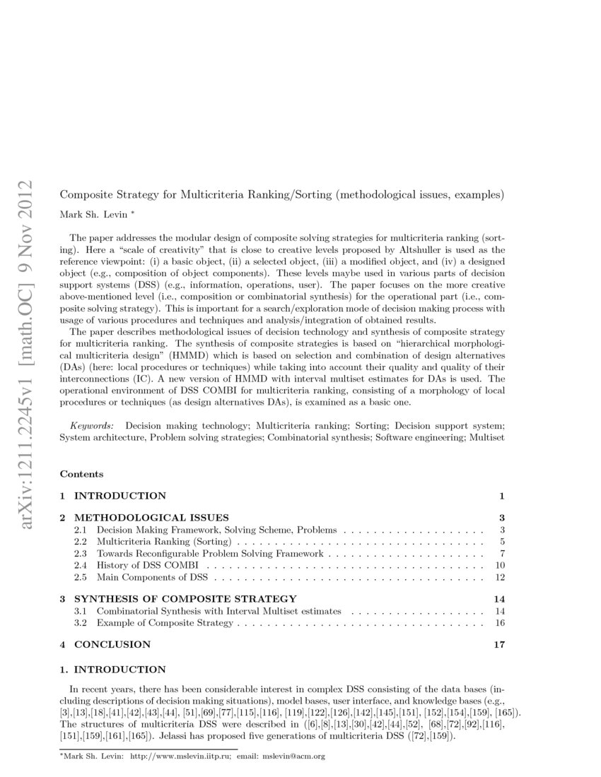 Composite Strategy for Multicriteria Ranking/Sorting (methodological ...