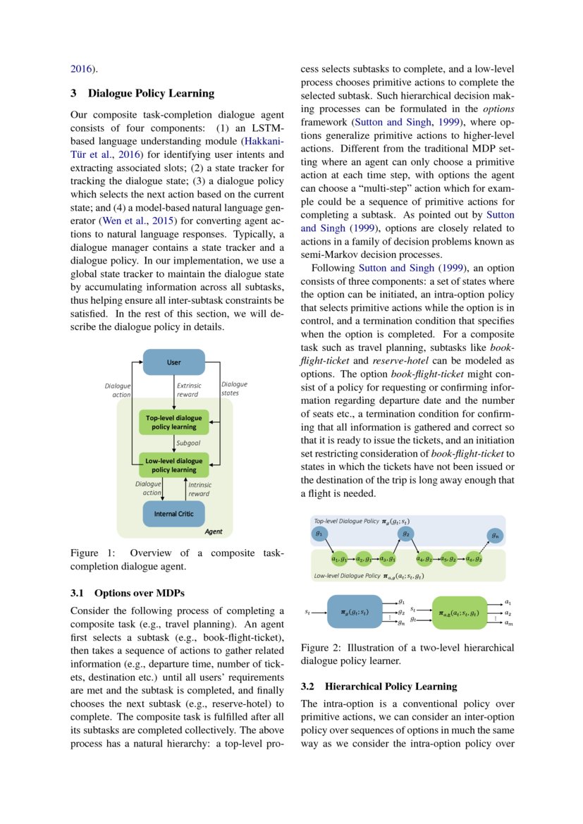 Composite Task-Completion Dialogue Policy Learning via Hierarchical ... Composite Task-Completion Dialogue Policy Learning via Hierarchical ...