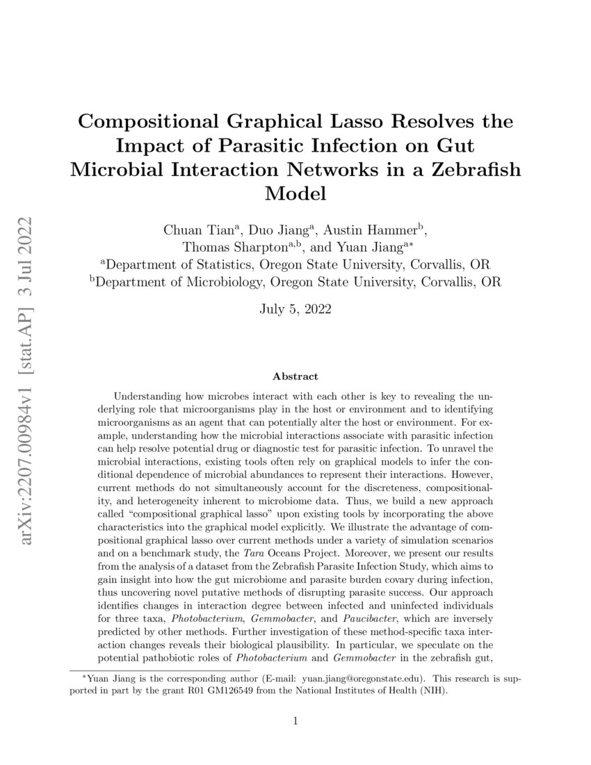 Compositional Graphical Lasso Resolves the Impact of Parasitic Infection on Gut Microbial ...