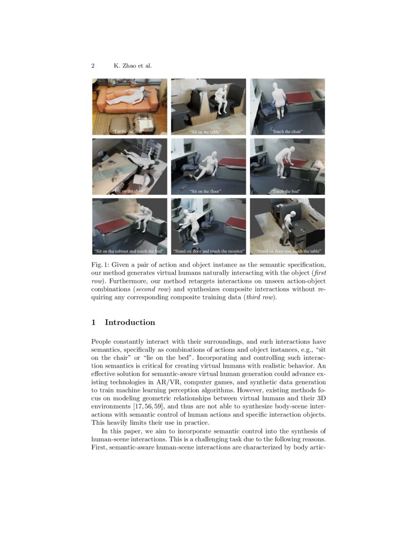 Compositional Human Scene Interaction Synthesis With Semantic Control Deepai