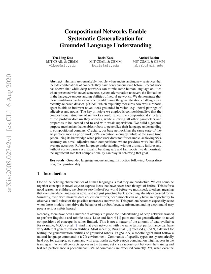 Compositional Networks Enable Systematic Generalization for Grounded ... Compositional Networks Enable Systematic Generalization for Grounded ...