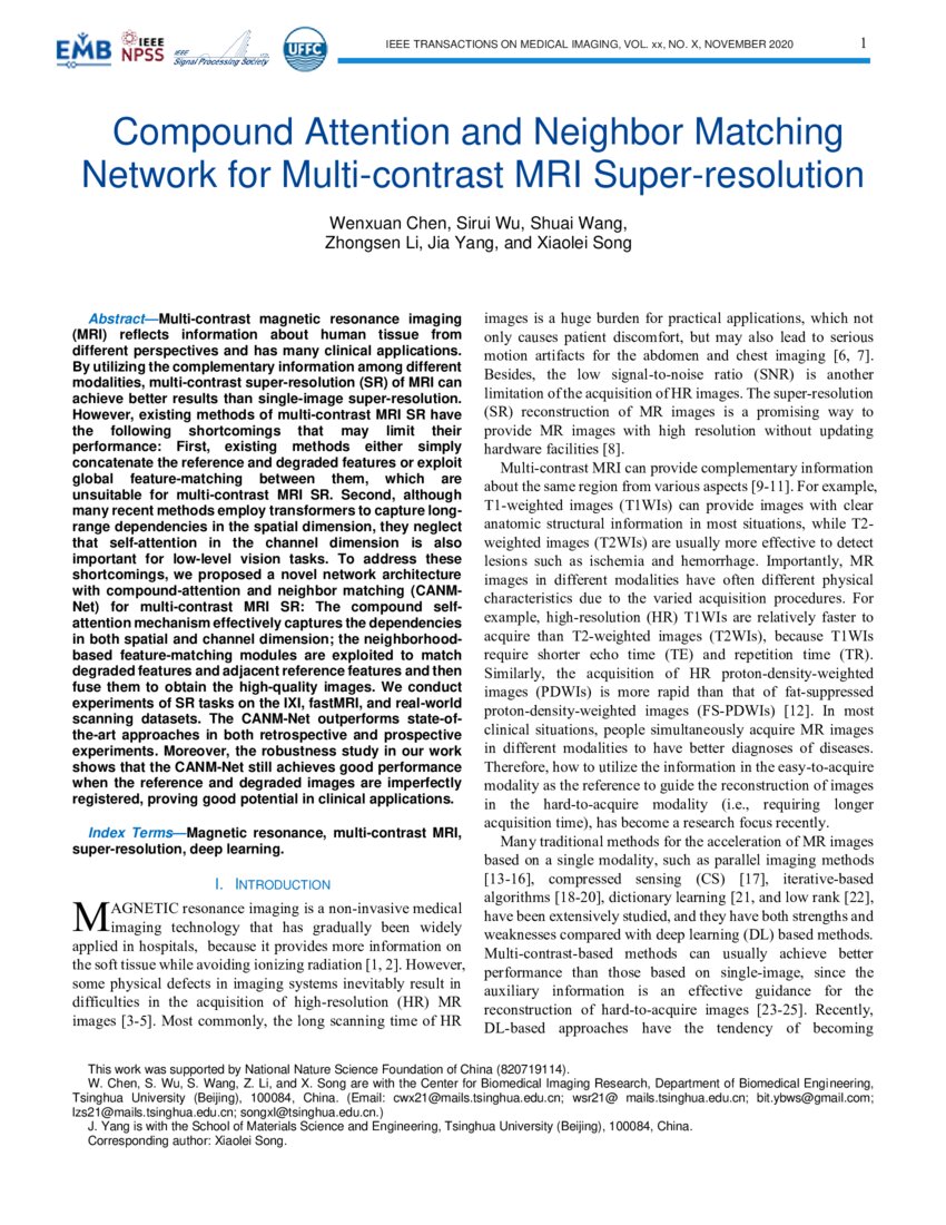 Compound Attention and Neighbor Matching Network for Multi-contrast MRI Super-resolution | DeepAI