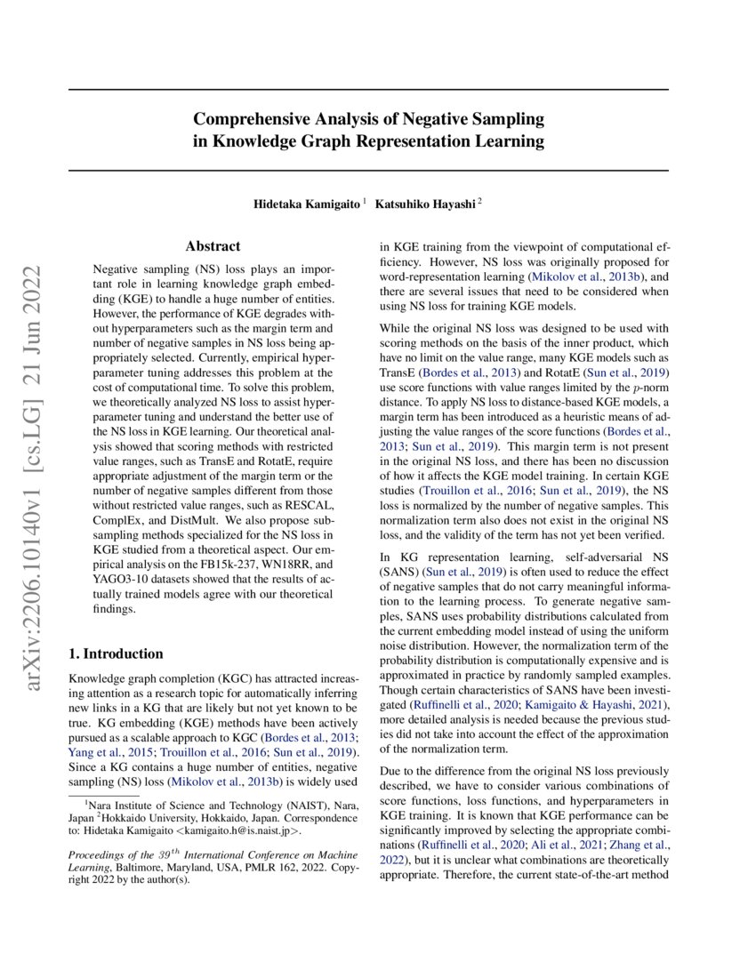 Comprehensive Analysis of Negative Sampling in Knowledge Graph ...